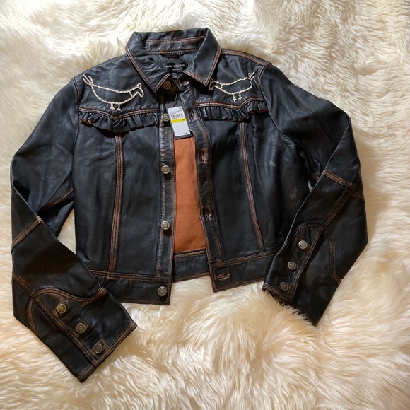 Max Studio | Jackets & Coats | Max Studio Boho Brown Leather Jacket ...